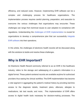 Top 10 EHR Implementation Challenges and Proven Solutions | PDF