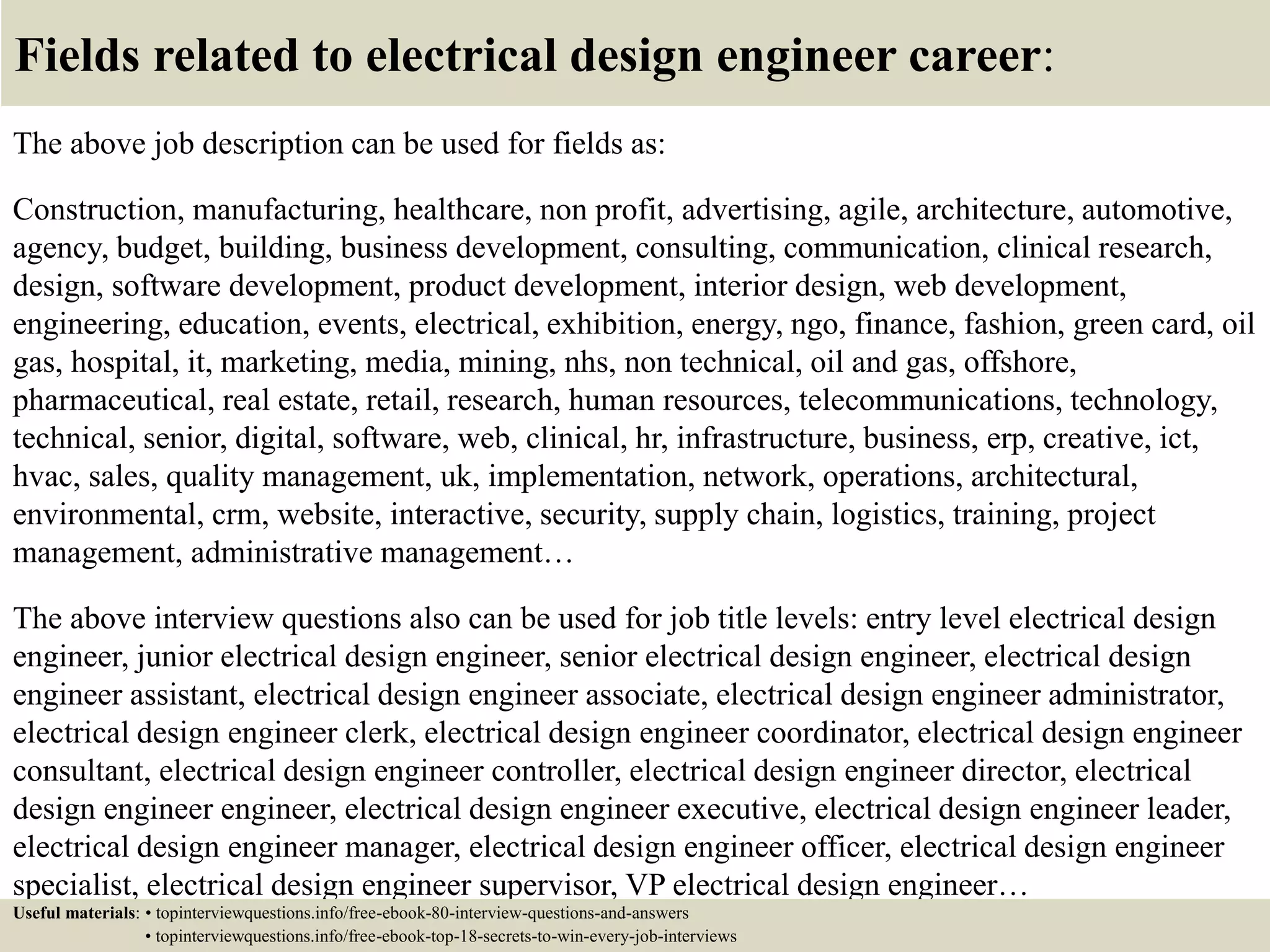 Top 10 electrical design engineer interview questions and answers | PPT