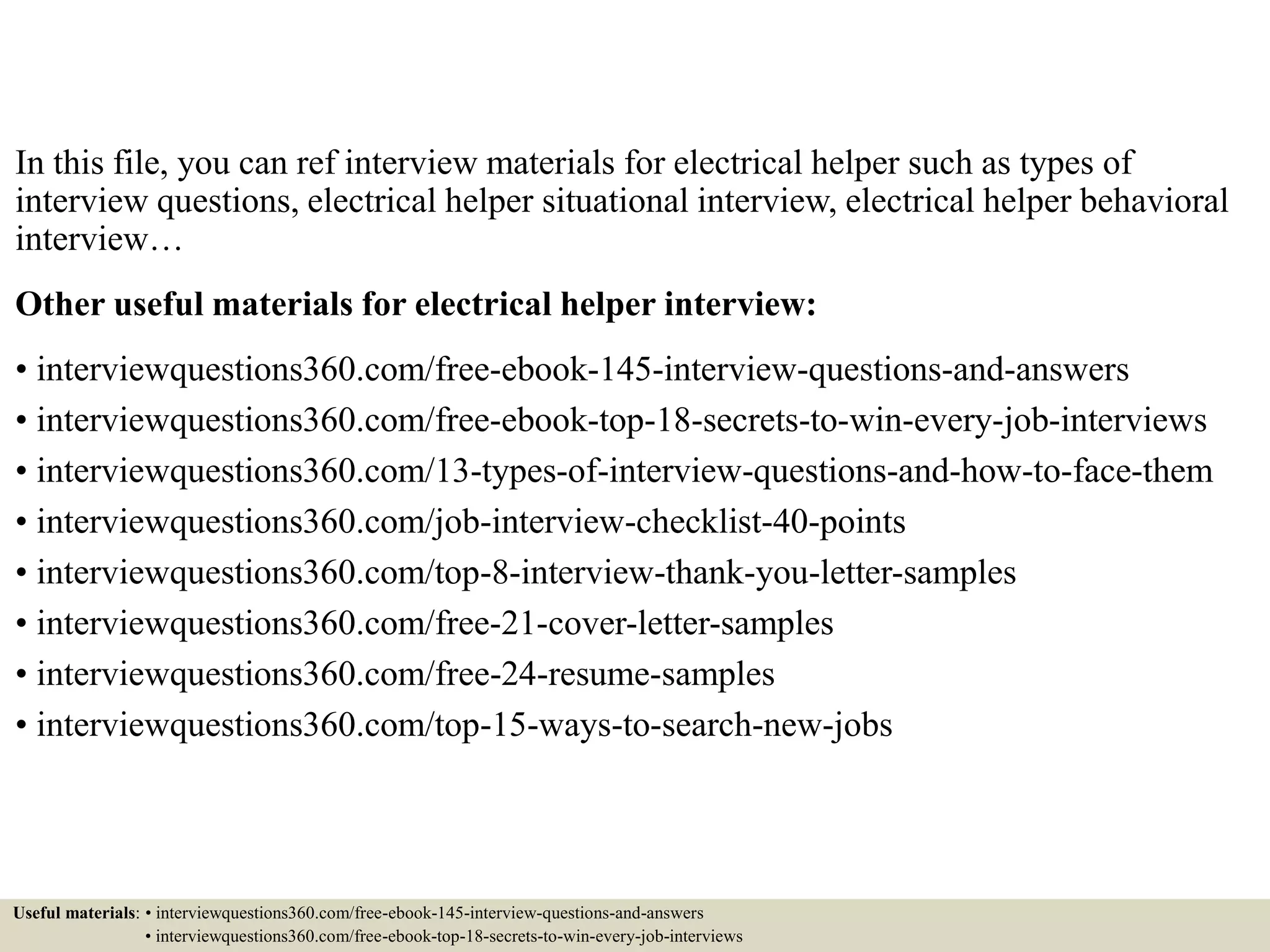 Top 10 electrical helper interview questions and answers | PPT
