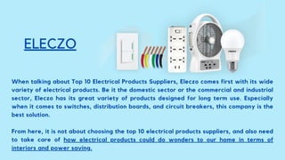 Top 10 Electrical products suppliers in India - Eleczo | PDF
