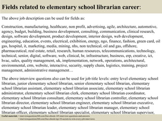 Top 10 elementary school librarian interview questions and answers | PPTX