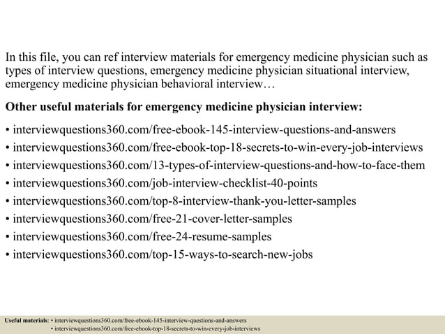 Top 10 emergency medicine physician interview questions and answers | PPTX
