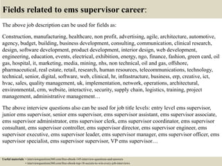 Top 10 ems supervisor interview questions and answers | PPTX