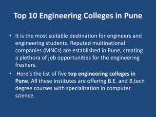 Top 10 Engineering Colleges in Pune | PPTX