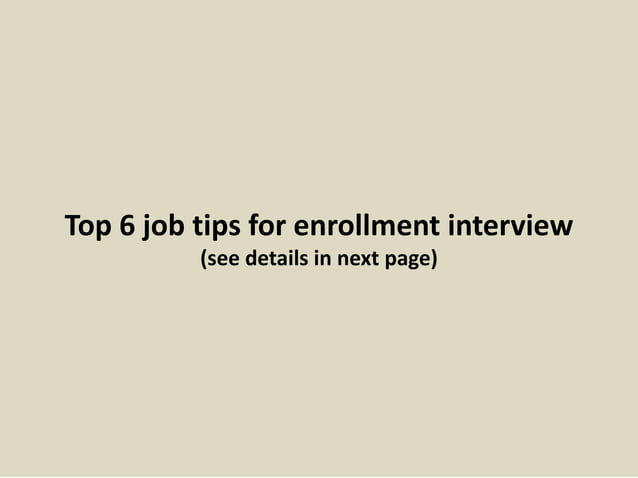 Top 10 enrollment interview questions with answers | PPTX | Resume ...