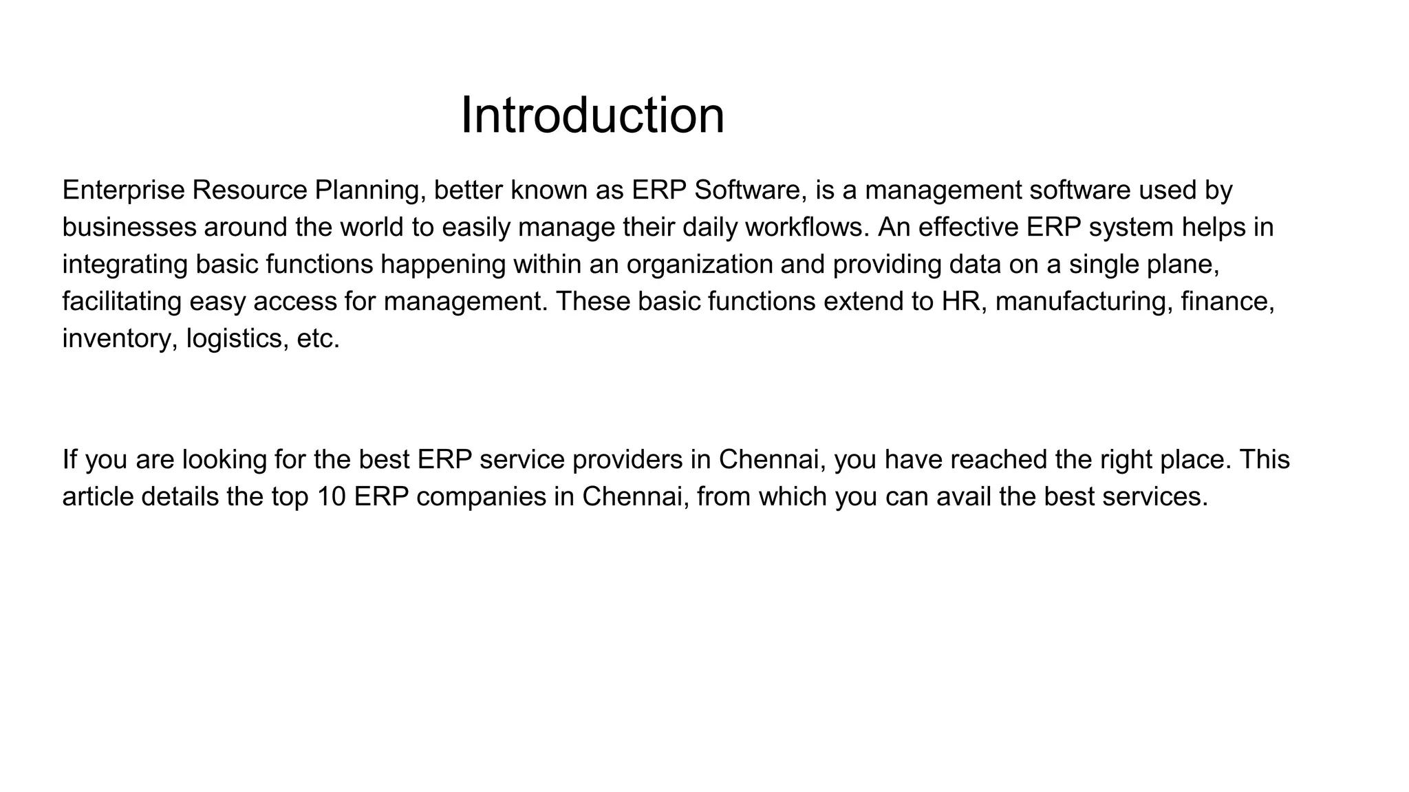 Top 10 ERP Companies in Chennai | PPTX