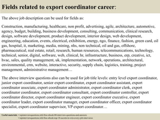 Top 10 export coordinator interview questions and answers | PPT