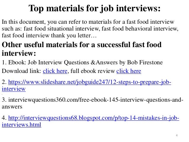 80 fast food interview questions with answers