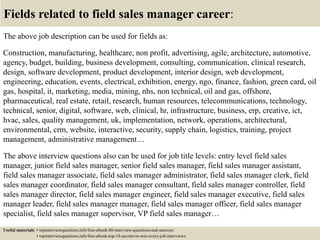 Top 10 field sales manager interview questions and answers | PPT