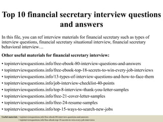 Top 10 financial secretary interview questions and answers | PPTX