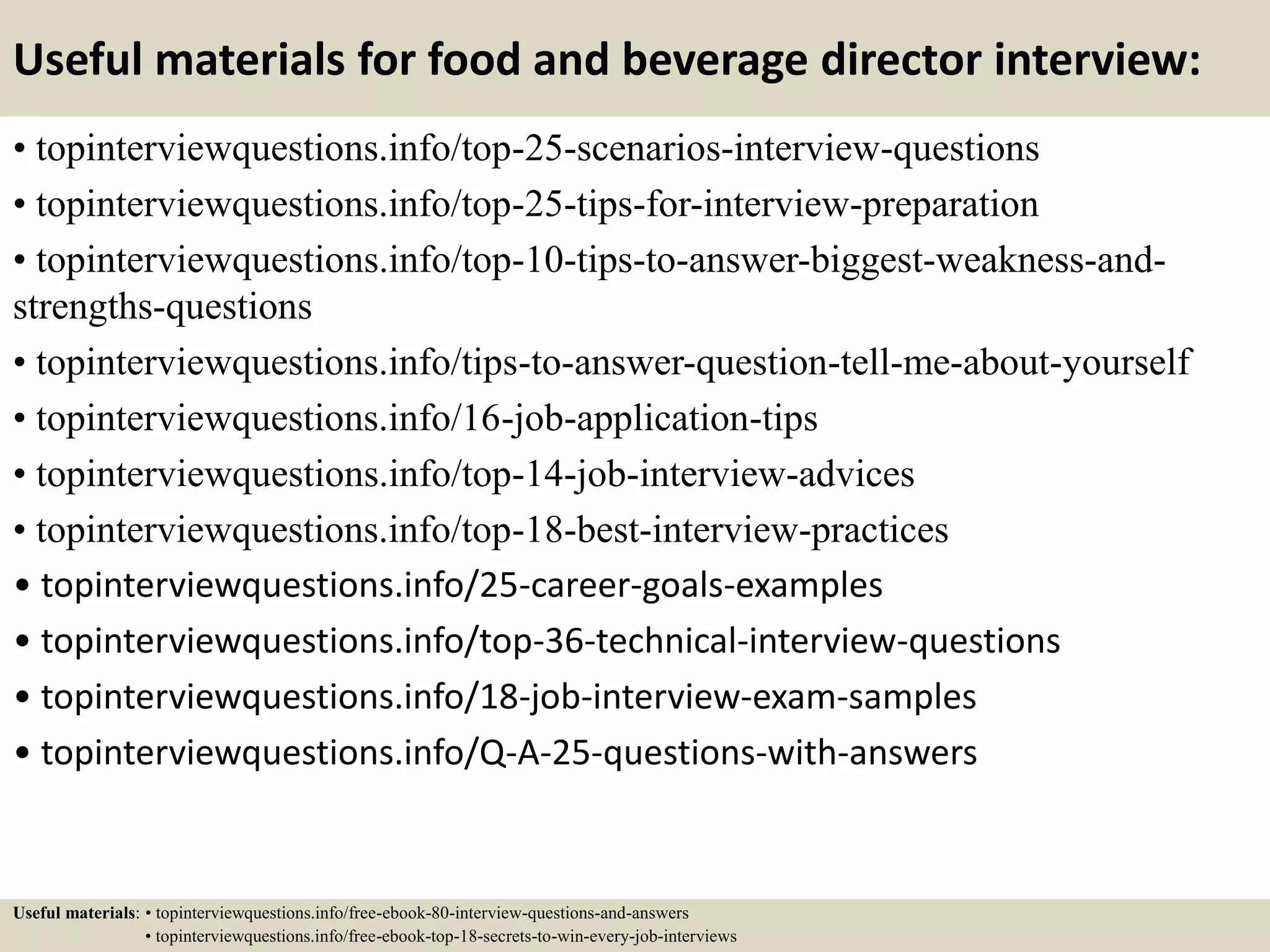 Top 10 food and beverage director interview questions and answers | PPT
