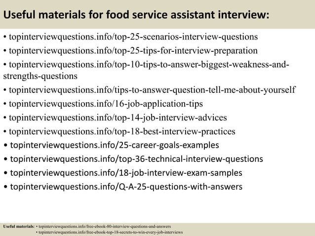 Top 10 Food Service Assistant Interview Questions And Answers Top 10 Food Service Assistant Interview Questions And Answers