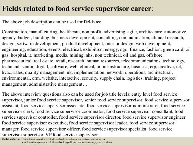 Top 10 Food Service Supervisor Interview Questions And Answers Top 10 Food Service Supervisor Interview Questions And Answers