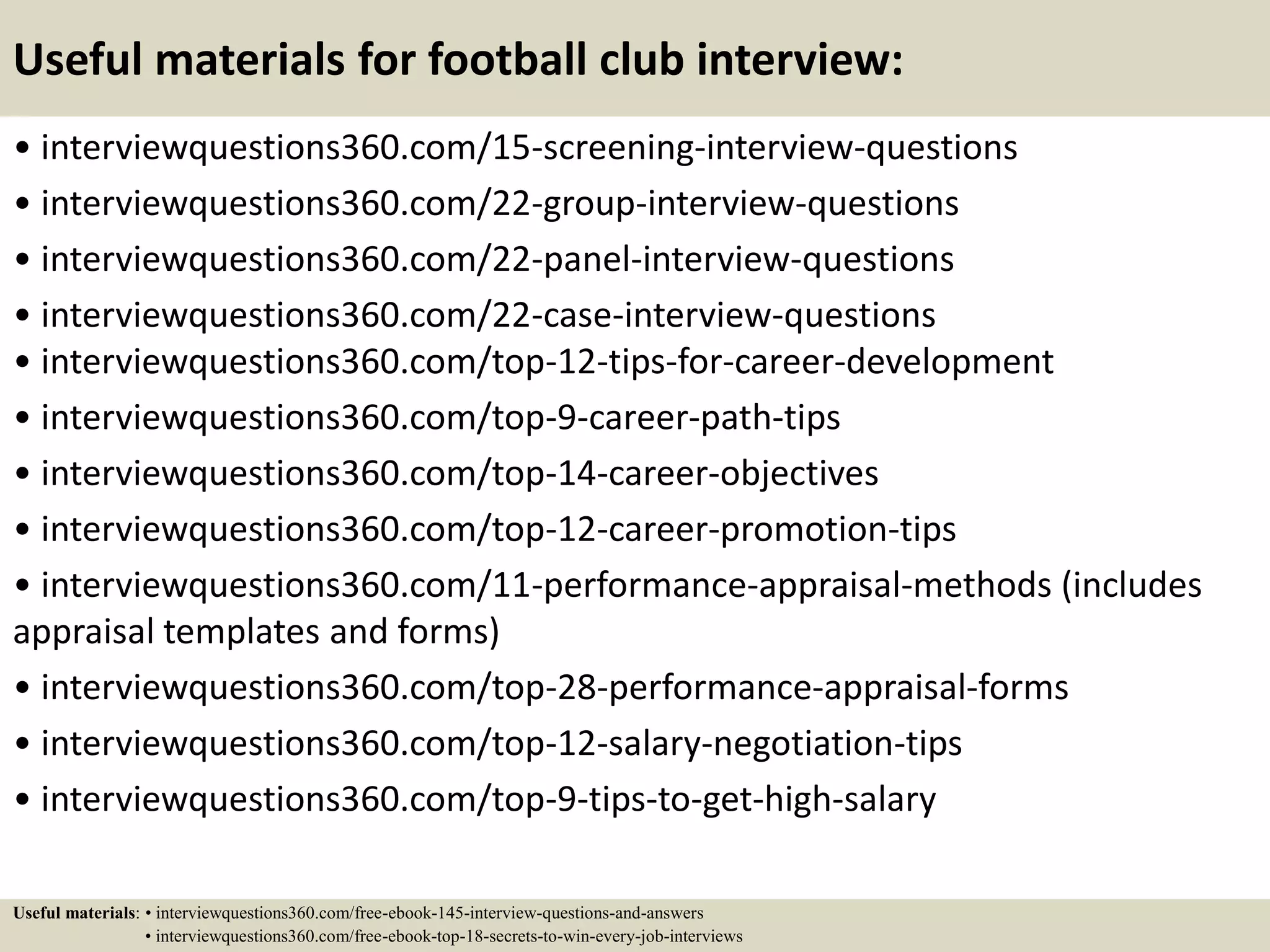 Top 10 football club interview questions and answers | PPT