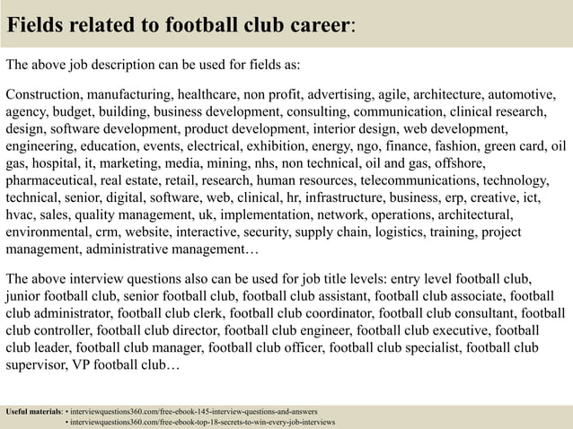 Top 10 football club interview questions and answers | PPT