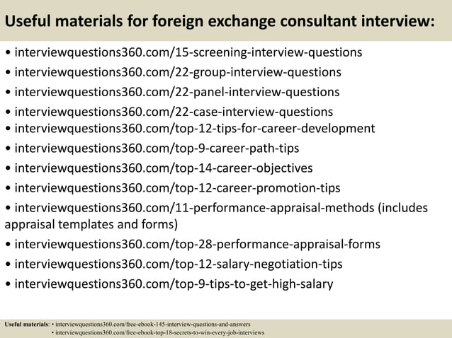 Top 10 foreign exchange consultant interview questions and answers | PPTX | Resume Writing and ...