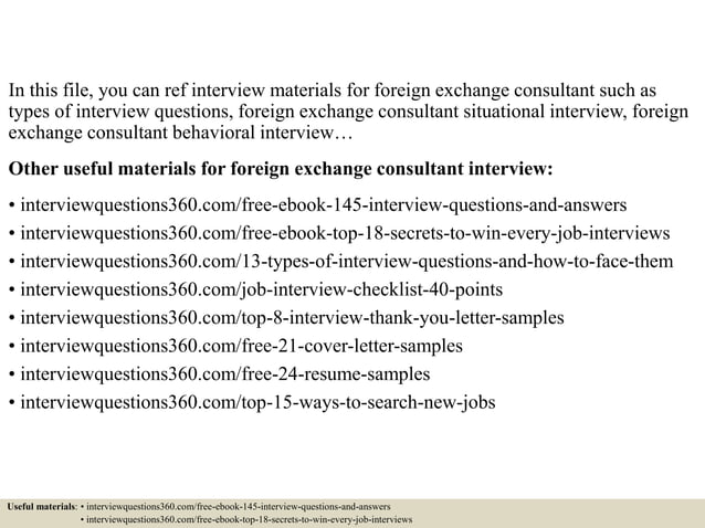 Top 10 foreign exchange consultant interview questions and answers ...