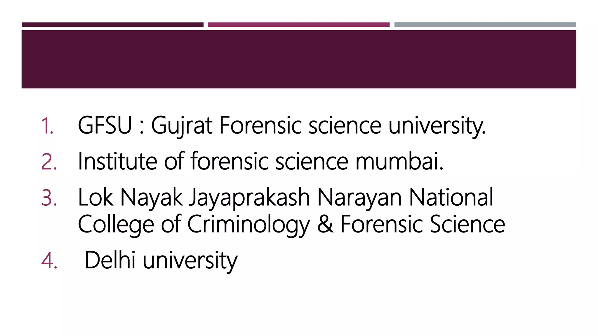Top 10 forensic colleges in india | PPT