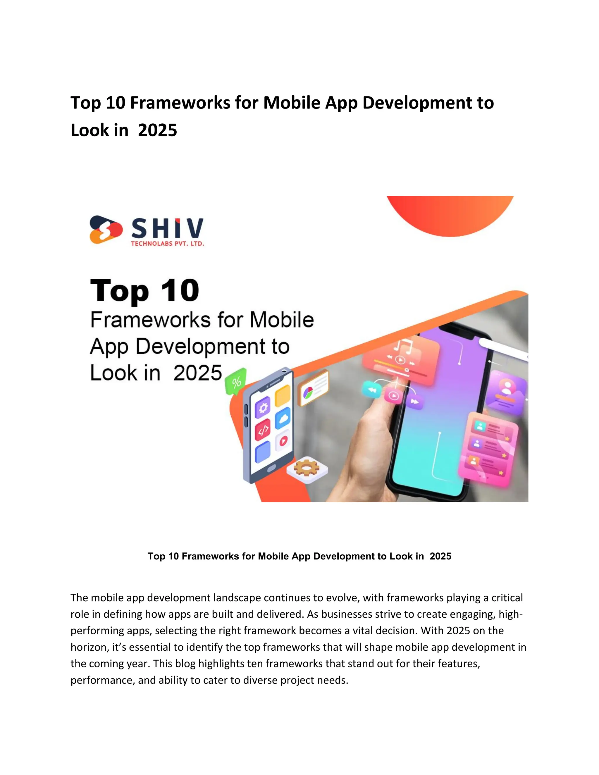 Essential Mobile App Development Frameworks For 2025 Pdf