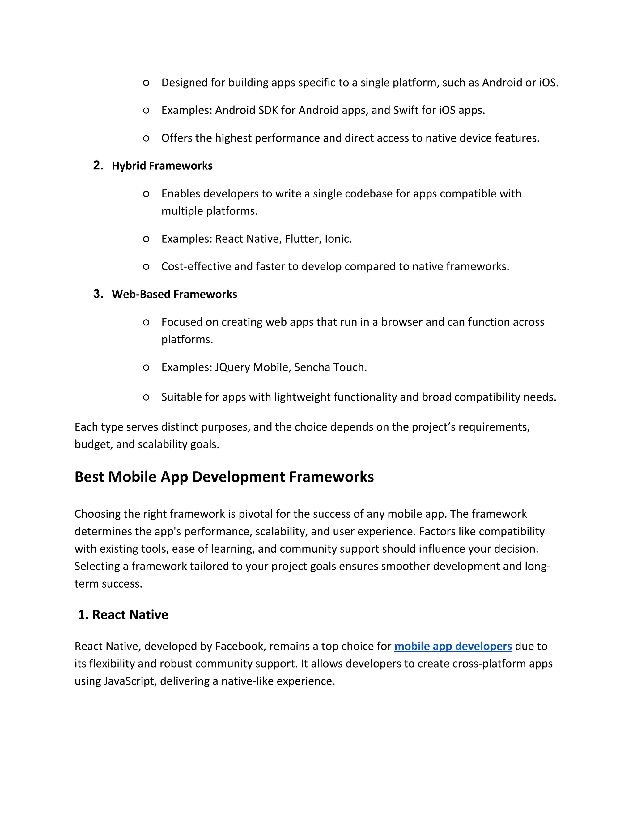 Essential Mobile App Development Frameworks for 2025 | PDF