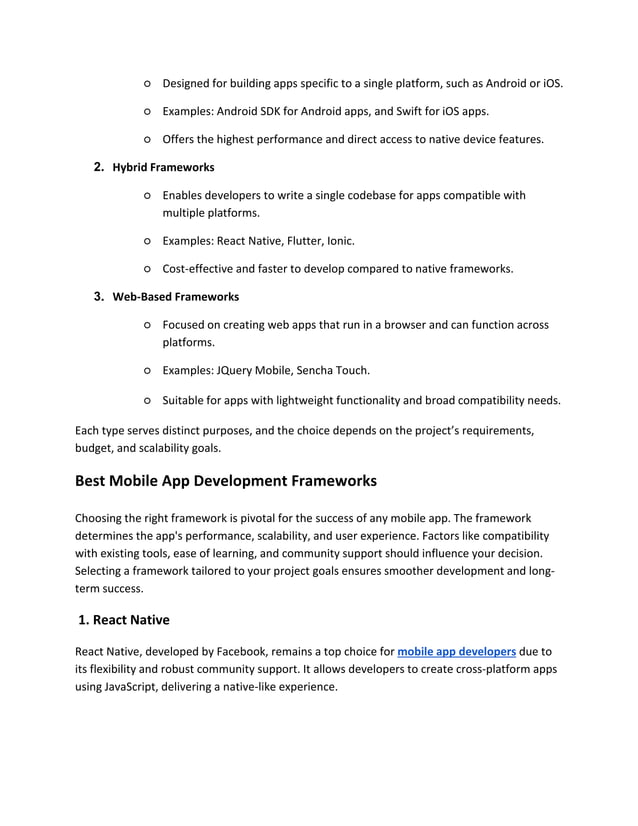 Essential Mobile App Development Frameworks for 2025 | PDF