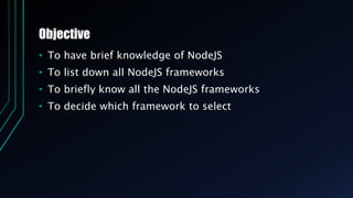 Top 10 frameworks of node js | PPT