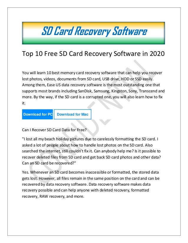 Top 10 free sd card recovery software in 2020 | PDF