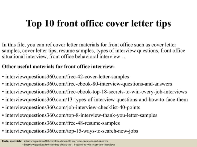 Top 10 front office cover letter tips | PPT