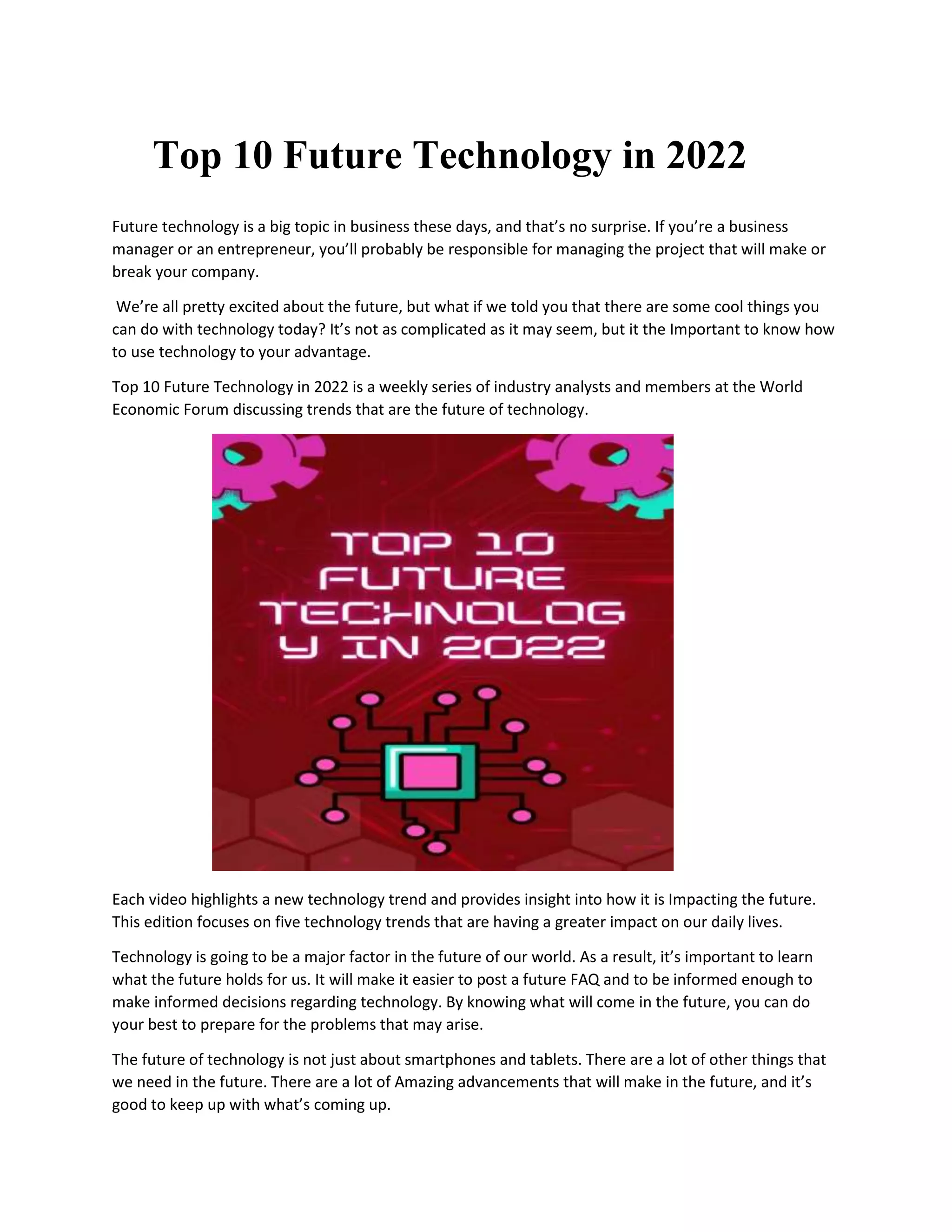 Top 10 Future Technology in 2022.docx | Internet | Computing