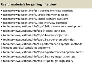 Top 10 gaming interview questions and answers | PPTX | Resume Writing ...