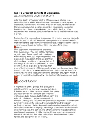 Top 10 greatest benefits of capitalism | PDF