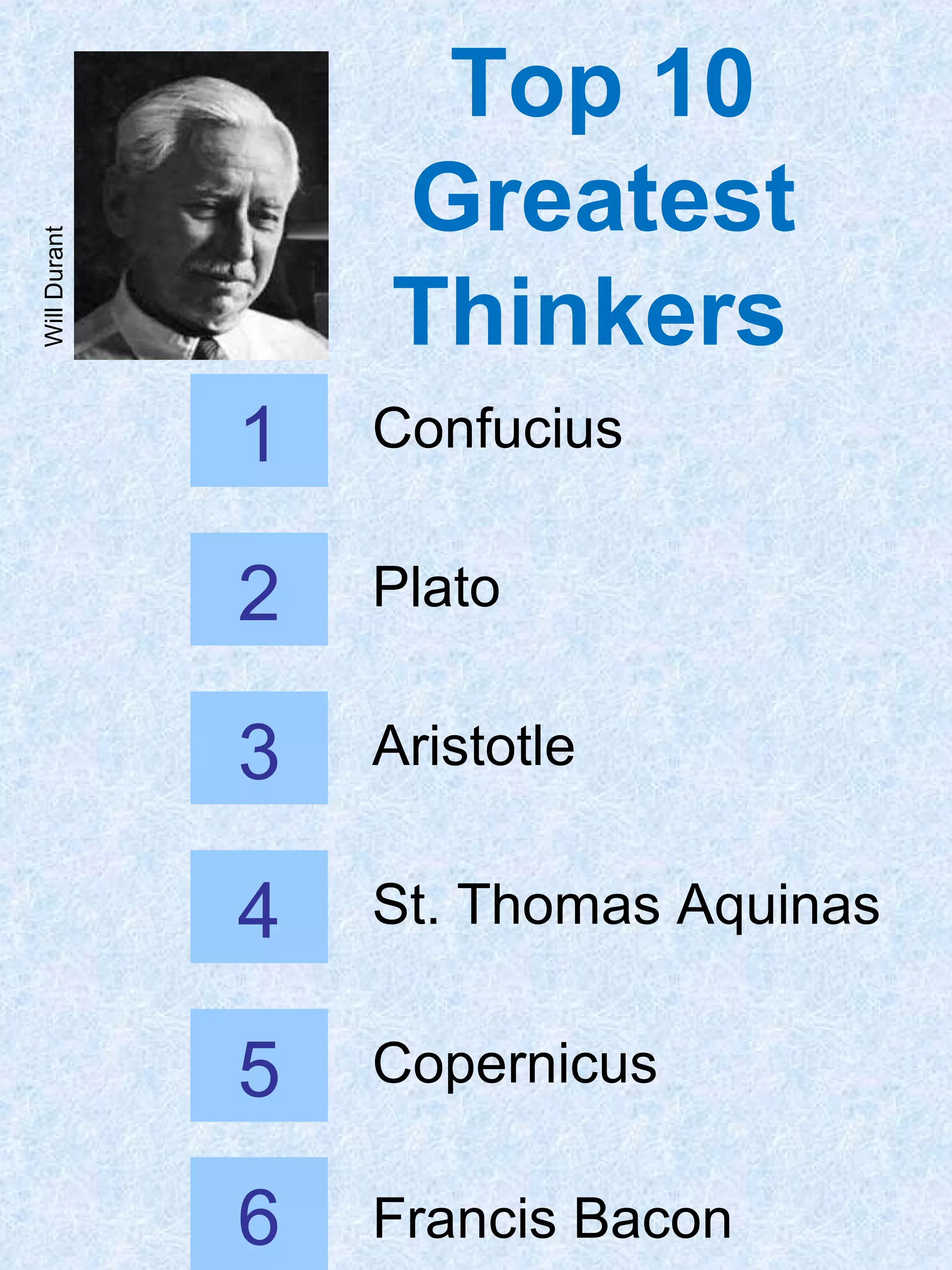 Top 10 Greatest Thinkers of All Time | PPT