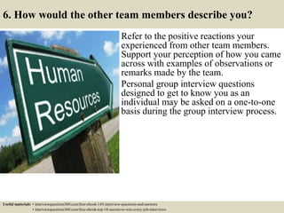 Top 10 group interview questions and answers | PDF