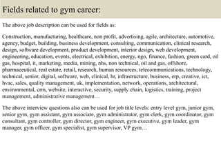 Top 10 gym interview questions and answers | PPTX