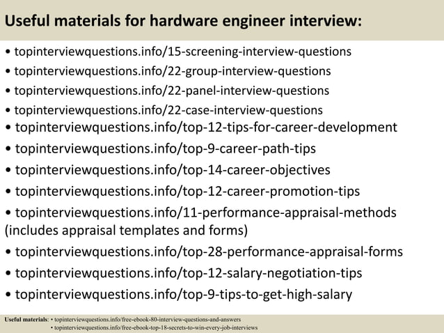 Top 10 hardware engineer interview questions and answers | PPTX