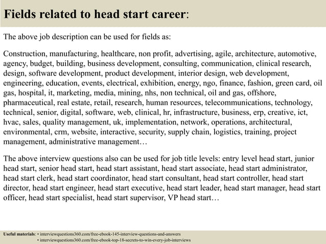 Top 10 head start interview questions and answers | PPTX
