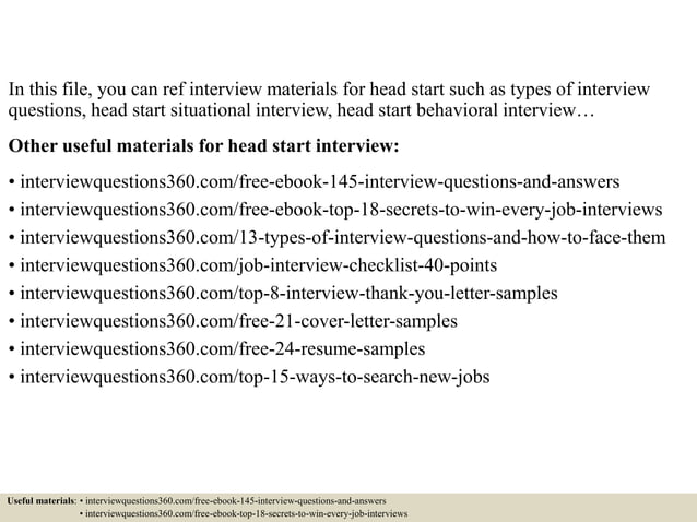 Top 10 head start interview questions and answers | PPTX
