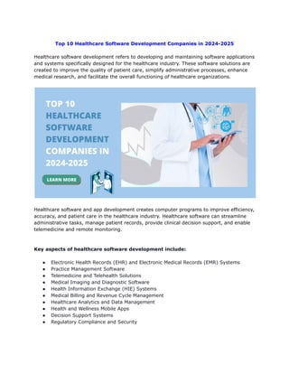 Top 10 Healthcare Software Development Companies in 2024-2025.pdf ...