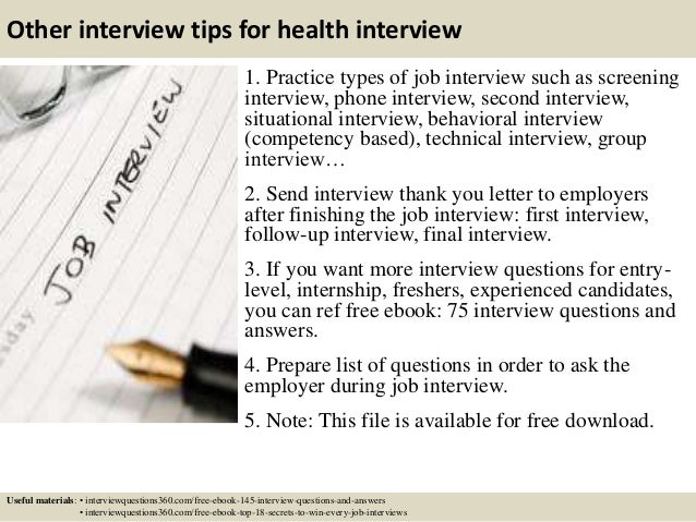 Top 10 health interview questions and answers