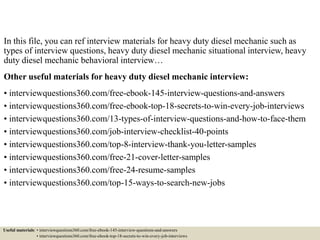 Top 10 heavy duty diesel mechanic interview questions and answers ...