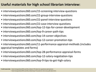 Top 10 high school librarian interview questions and answers | PPTX
