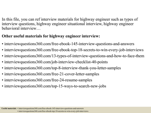 Top 10 highway engineer interview questions and answers | PPT
