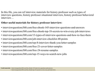 Top 10 history professor interview questions and answers | PPT