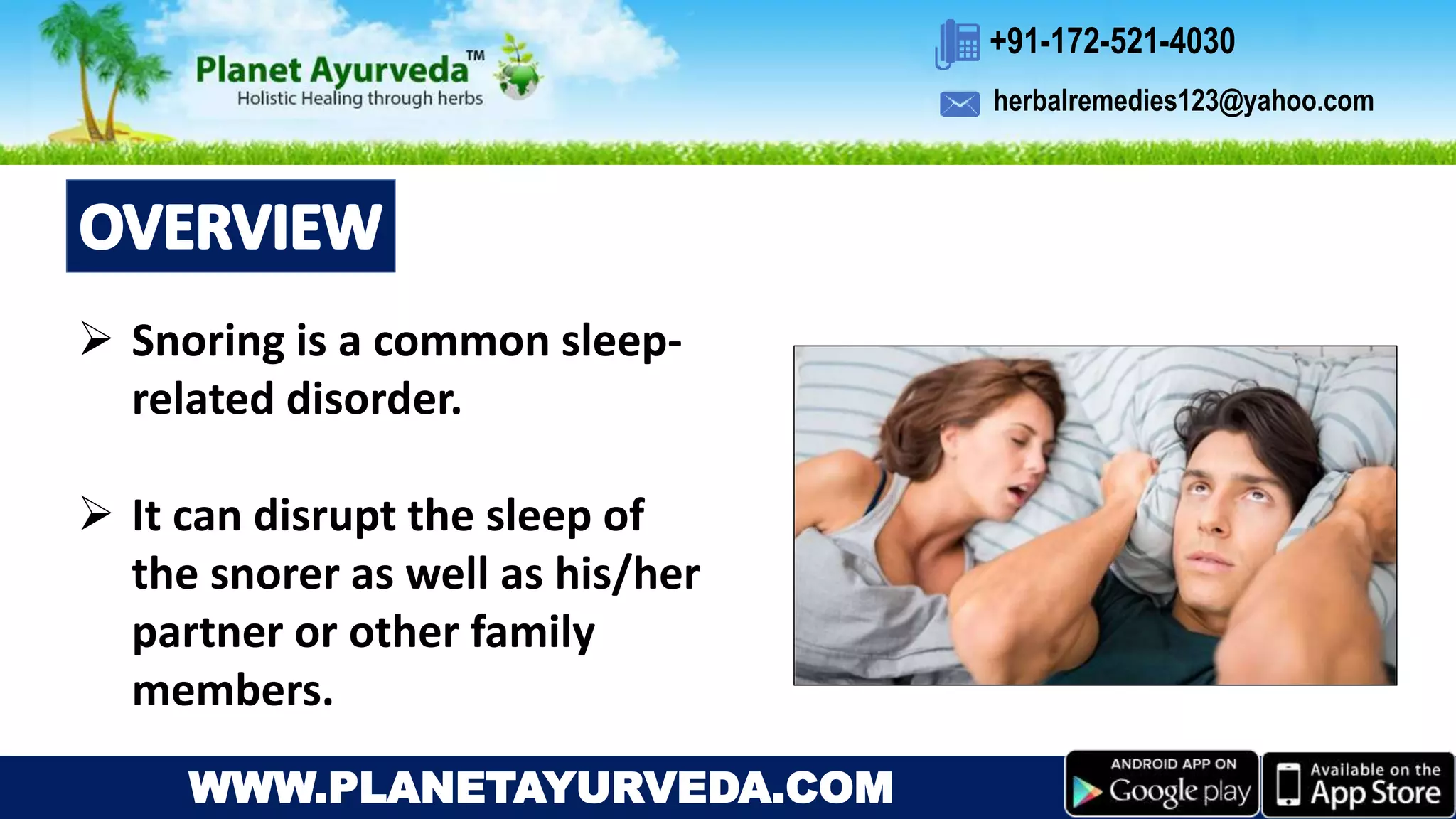 Top 10 Home Remedies for Snoring | Planet Ayurveda | PPT