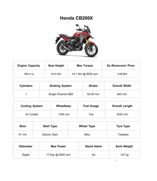 Top 10 Honda Bikes Price List In India | PDF