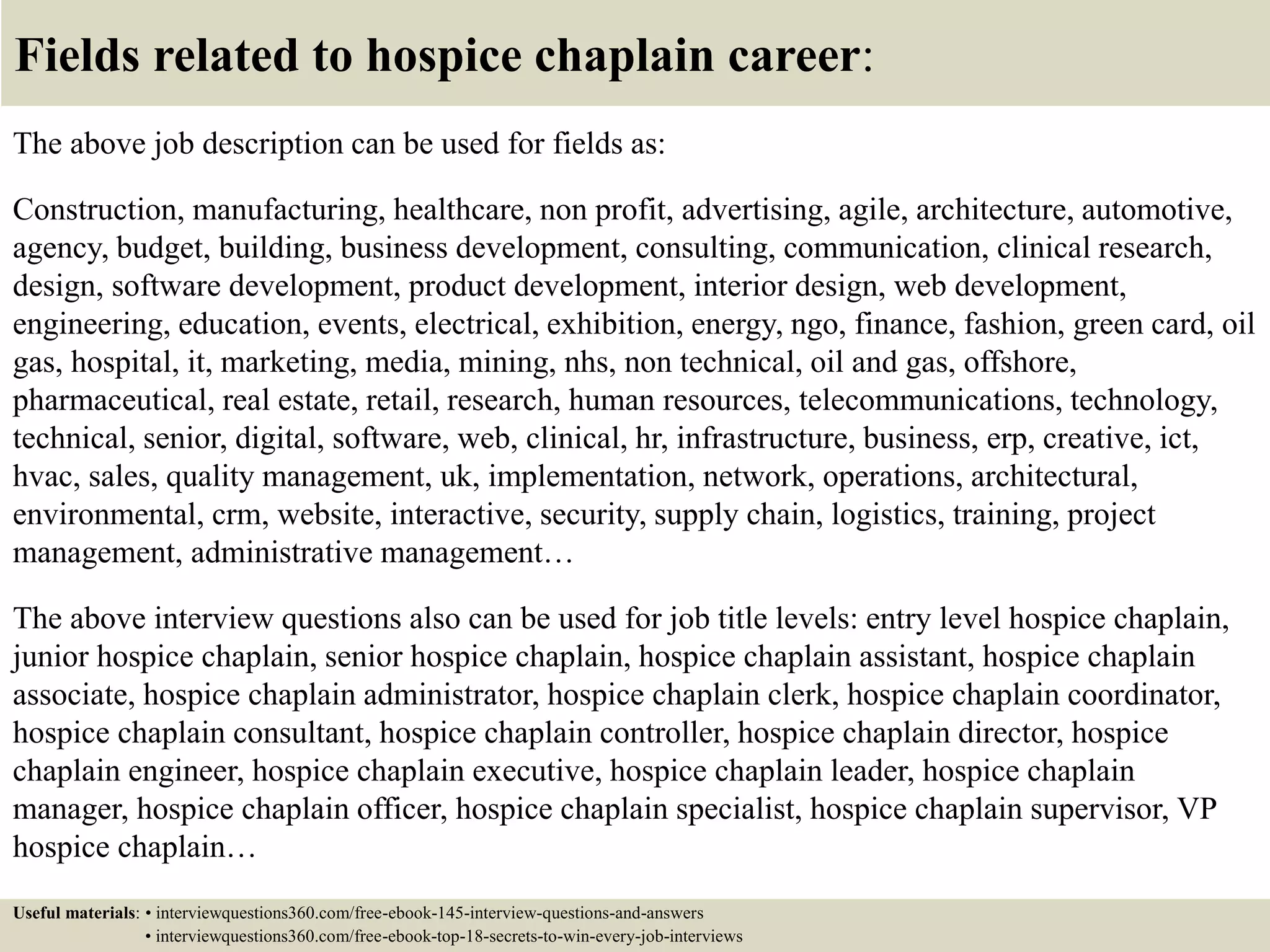 Top 10 hospice chaplain interview questions and answers | PPTX