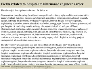 Top 10 hospital maintenance engineer interview questions and answers | PPTX