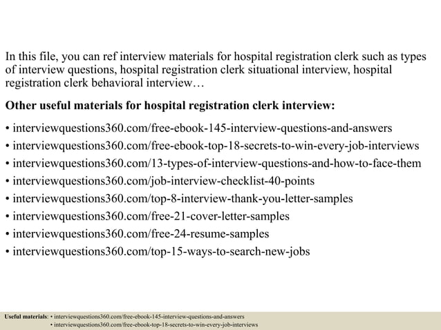 Top 10 hospital registration clerk interview questions and answers | PPTX