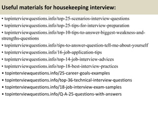 Top 10 housekeeping interview questions and answers | PPT