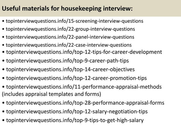 Top 10 housekeeping interview questions and answers | PPT